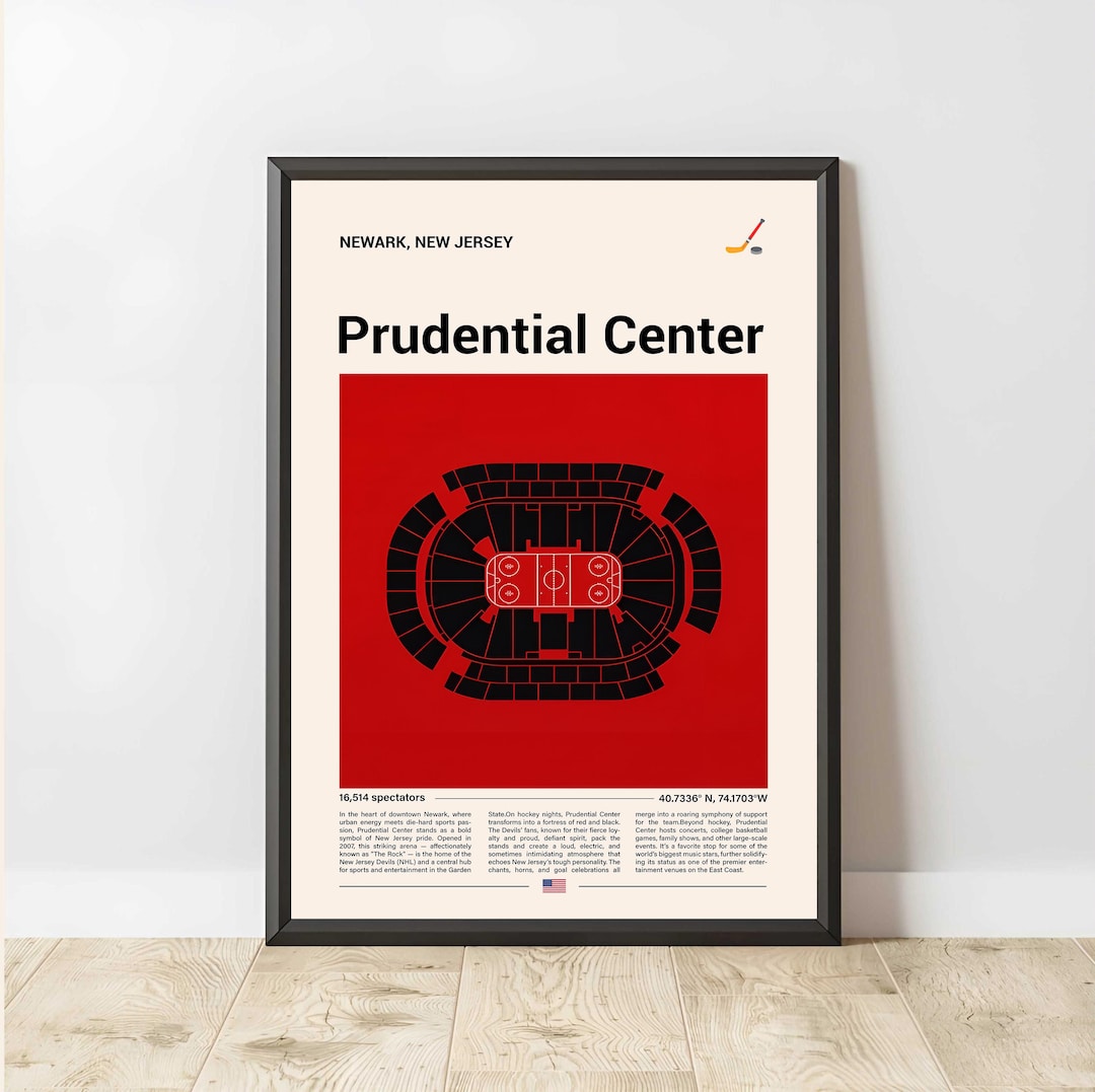 New Jersey Devils Poster, Prudential Center Print, Mid Century Modern ...