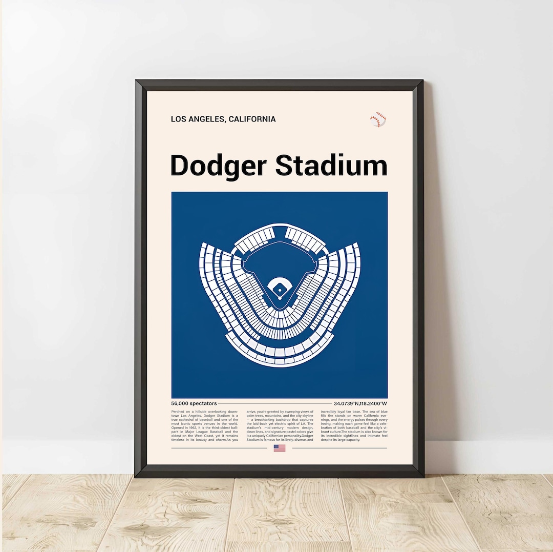 LA Dodgers Poster, Los Angeles Dodger Stadium Print, Mid Century Modern ...