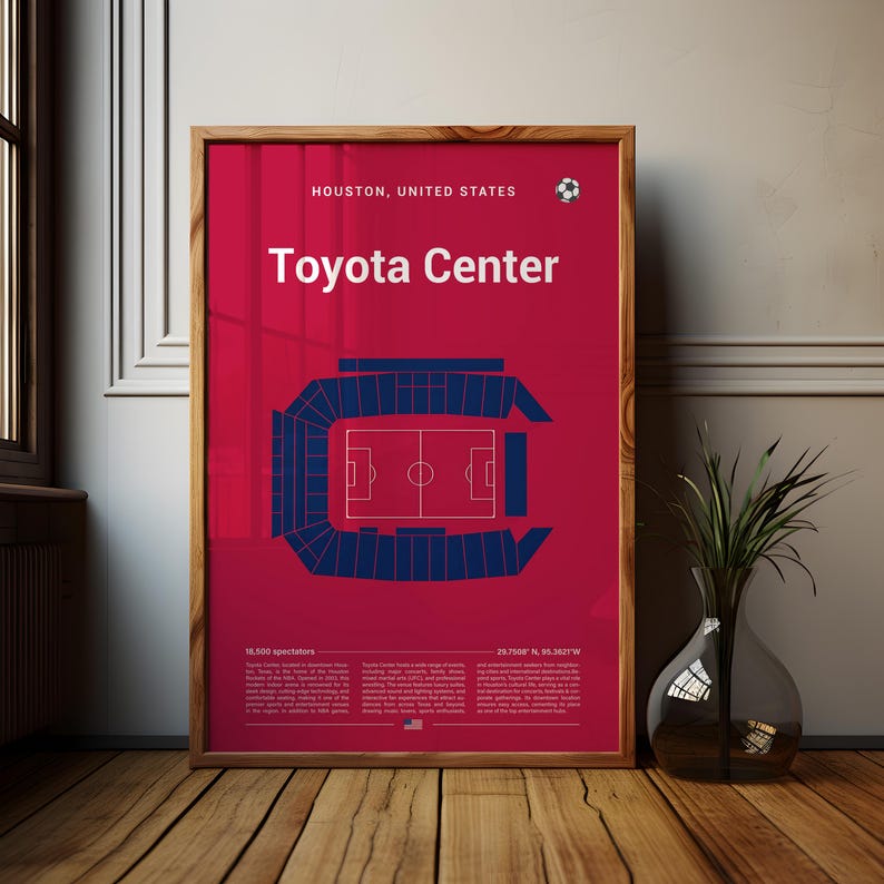 FC Dallas Poster, Toyota Stadium Print, MLS Poster, Mid Century Modern ...