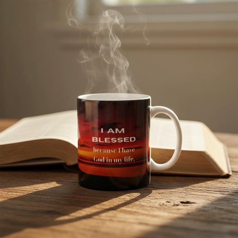 Christian Magic Mug Color Changing Cup, I Am Blessed Bible Verse Mug ...