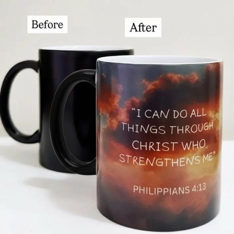 Color Changing Christian Mug Philippians 4:13, Heat Reactive Magic ...
