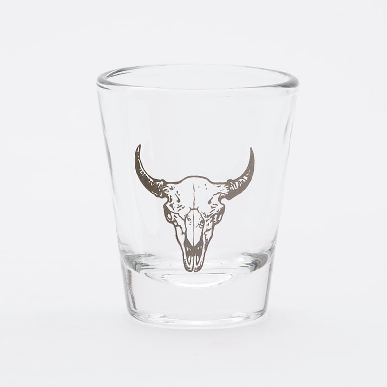 Buffalo Skull Shot Glass Barware Glass Bison Skull - Etsy