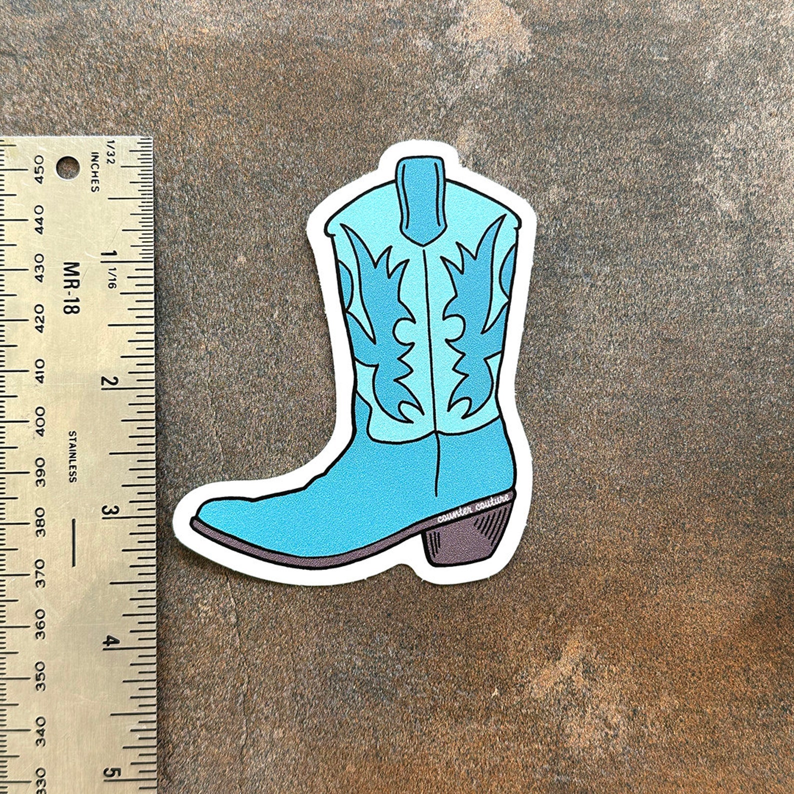 Teal Cowboy Boot Sticker: Western Aqua Vinyl Decal - Etsy