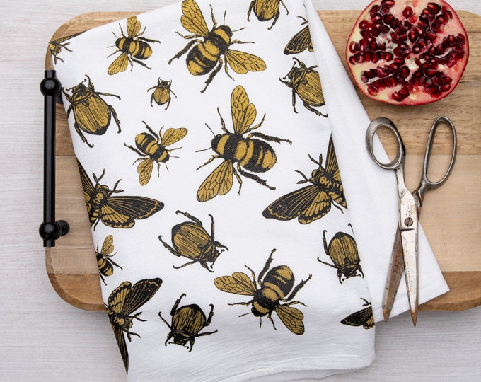 Insects Kitchen Towel, Bugs Dishtowel, Tea Towel, Dish Cloth, Nature ...