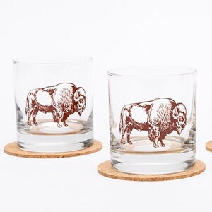 Bison Whiskey Glass Rocks Glass Bison Cocktail Glass - Etsy