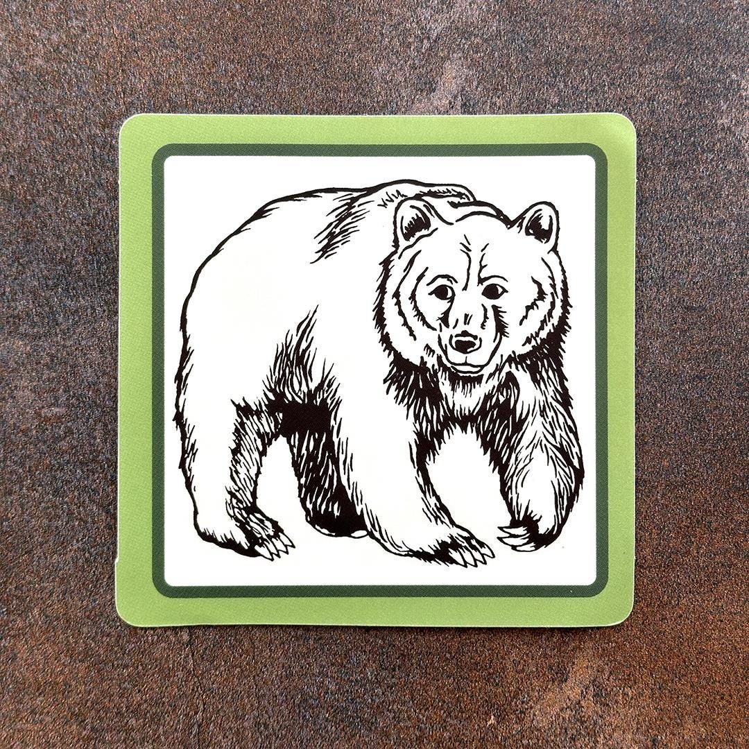 Bear Vinyl Sticker - Grizzly Bear Decal - Bear Badge Sticker for Laptop ...