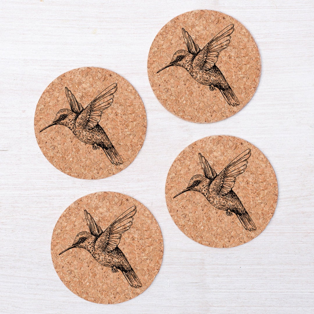 Hummingbird Cork Coaster - Hand-drawn Nature Illustration - Etsy