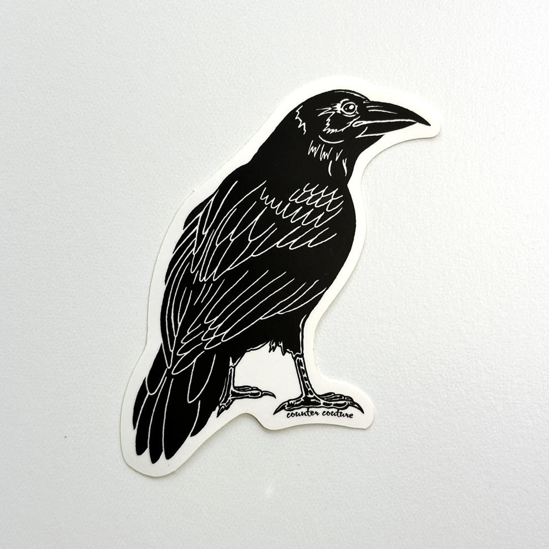 Raven Sticker - Journal Decal - Spooky Decal - Halloween Sticker ...