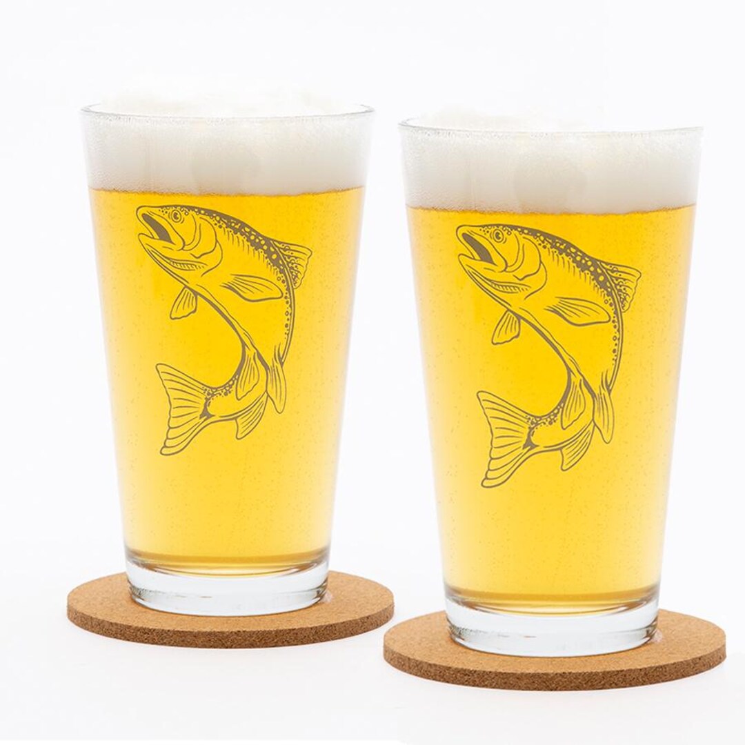 Trout Pint Glass - Pint Mug - Glassware Beer Lover Gift - Nature ...