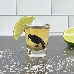 Crow Shot Glass Barware Glass Crow Screen Printed Glassware Bird Glass ...