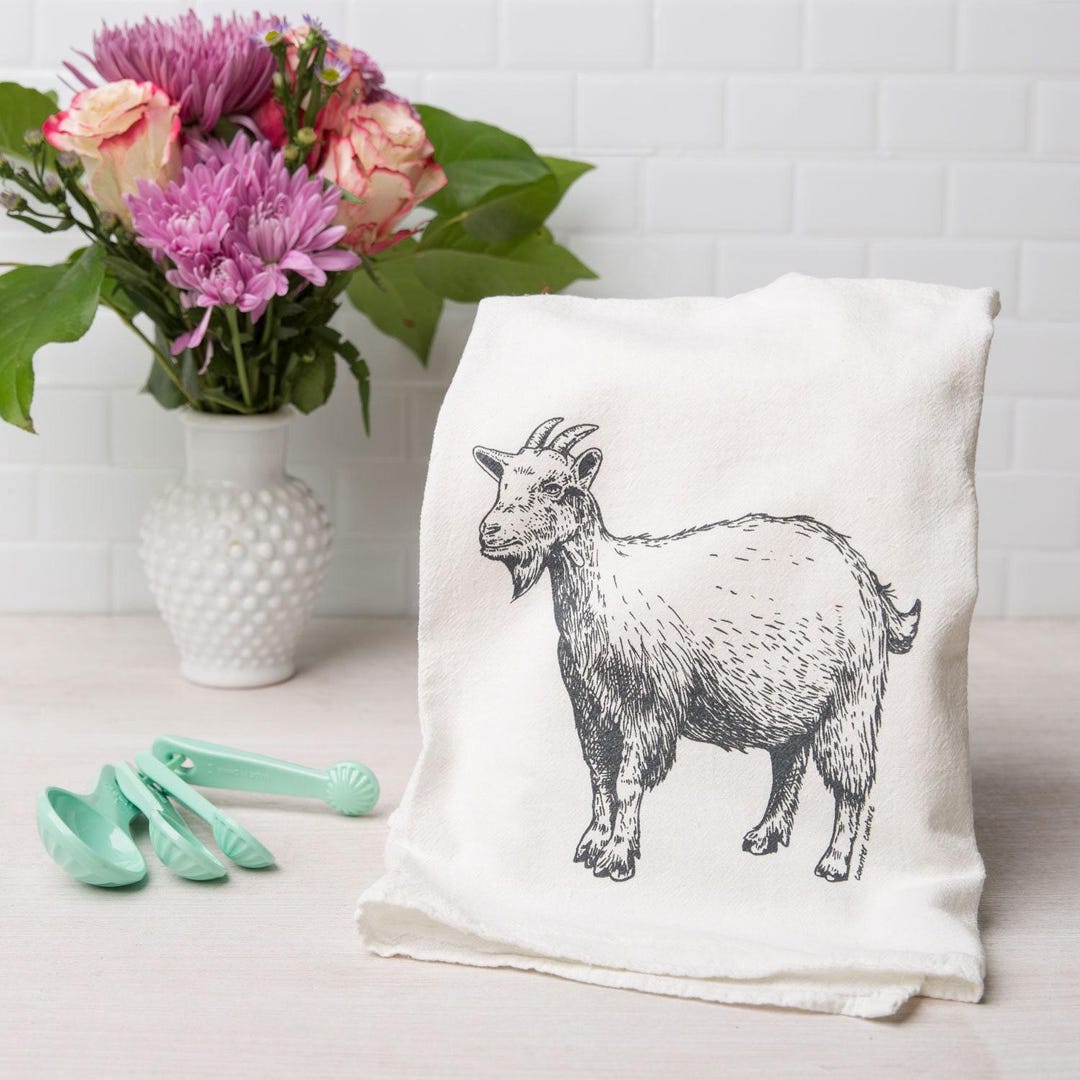 Goat Flour Sack Towel - Goat Gift - Goat Tea Towel - Farmhouse ...