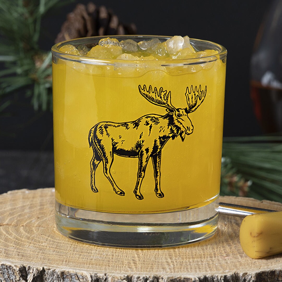 Moose Rocks Glass Cocktail Highball Tumbler Barware Whiskey Forest ...