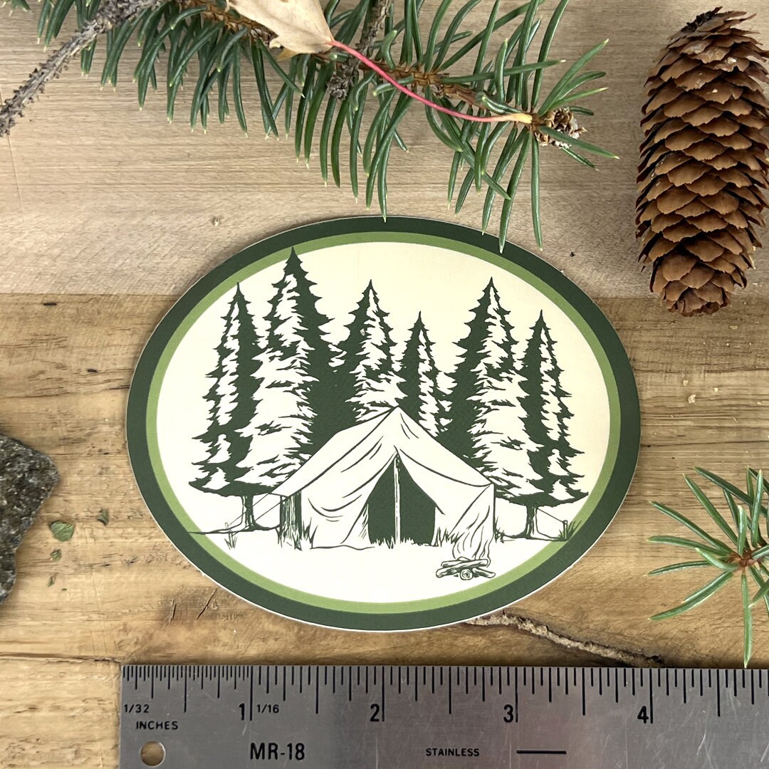Camping Tent Sticker: Outdoor Adventure Badge, Wilderness Gift - Etsy
