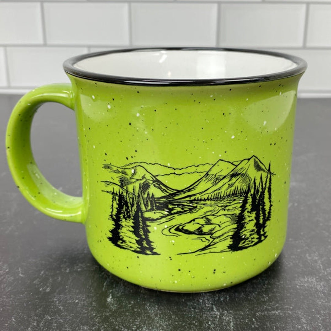 SALE Slightly Irregular MOUNTAINS Coffee Mug Campfire Outdoors Camping ...