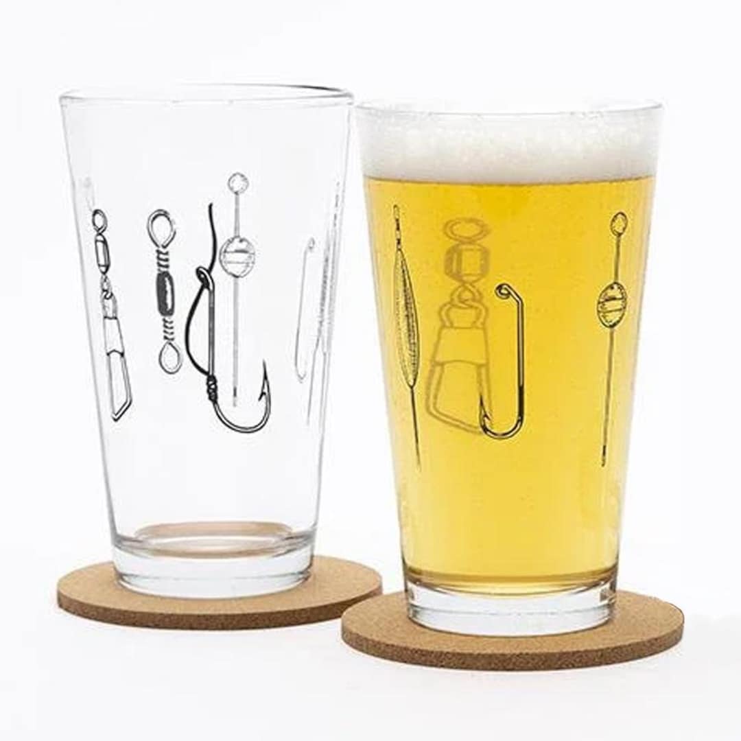 Lures Pint Glass - Fishing Gift - Fishing Lure Beer Glass - Groomsmen ...