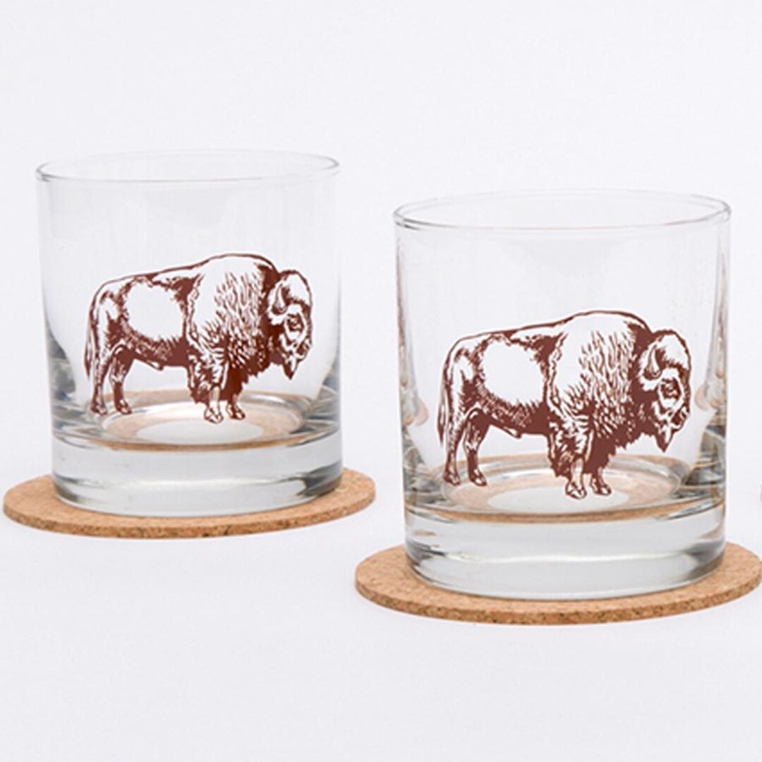 Bison Whiskey Glass: 11oz Buffalo Barware - Western Decor - Etsy