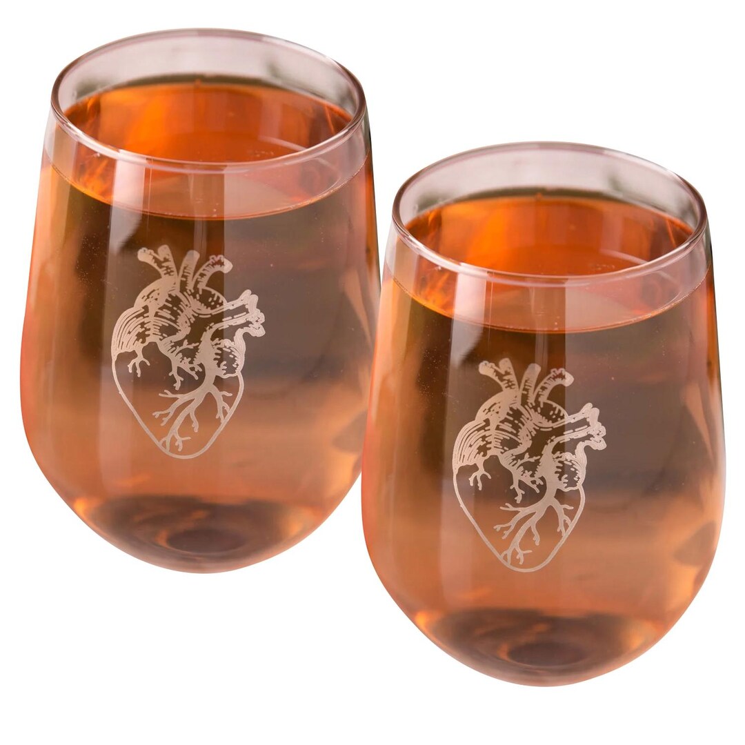 Heart Wine Glass With Silver Metallic Print - Valentines Gift ...