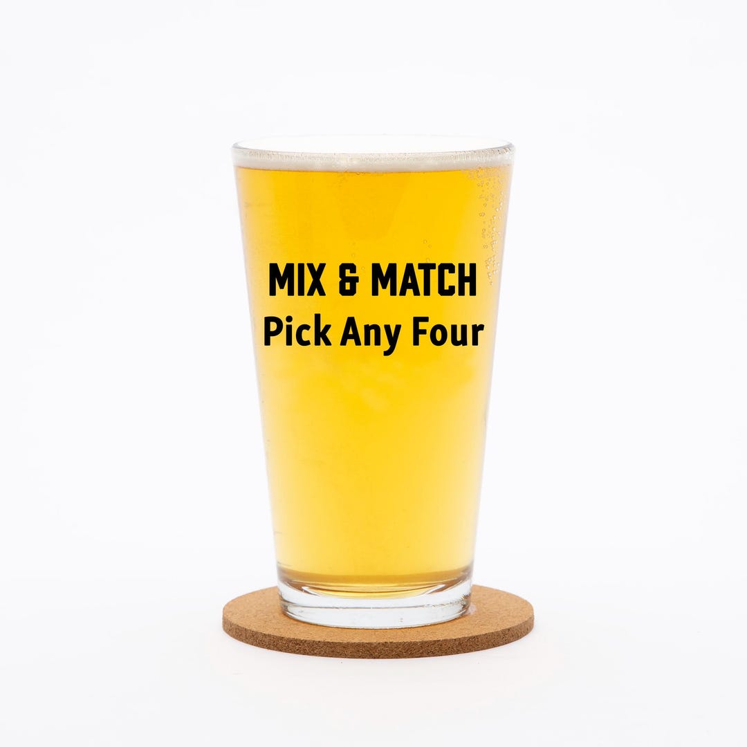 Mix and Match Craft Beer Pint Glasses - Set of 4, Screen-printed - Etsy