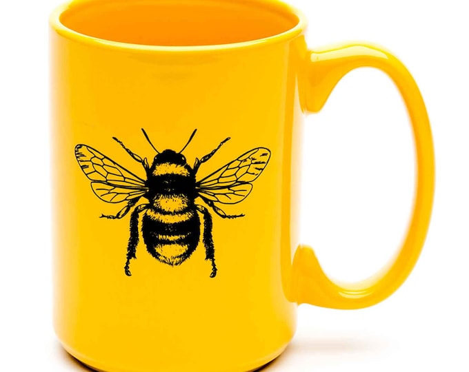 Bumble Bee Mug, Tan Bee Mug, Handmade Ceramic Mug, Boho Kitchen Mug ...