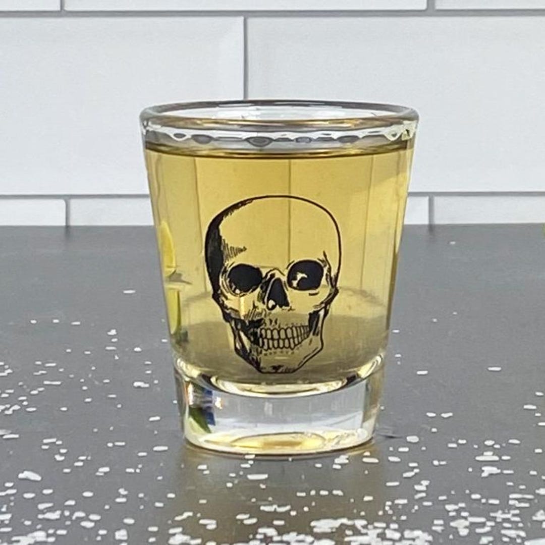 Skull Shot Glass: Screen Printed Halloween Barware (2oz) - Etsy