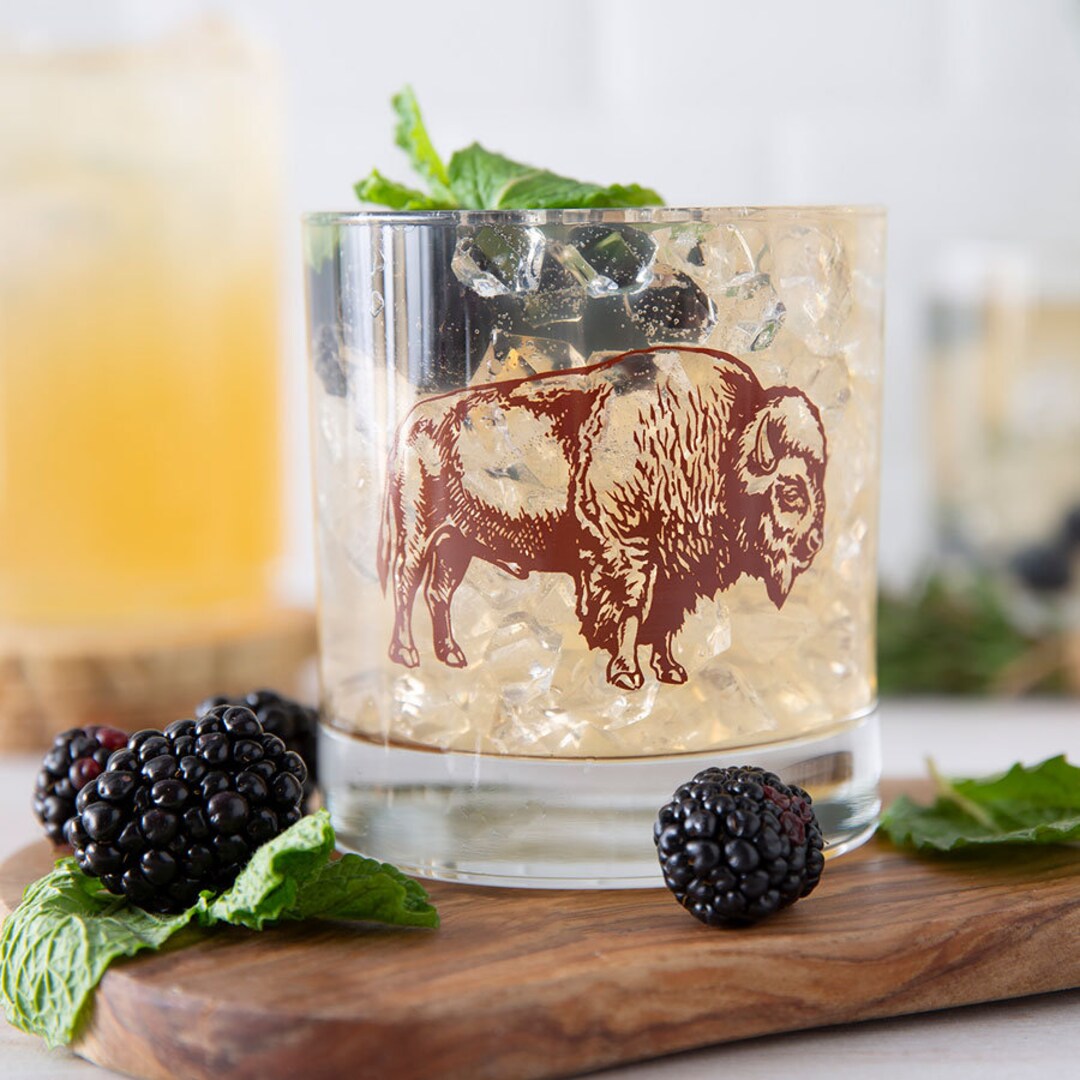 Bison Whiskey Glass Rocks Glass Bison Cocktail Glass - Etsy
