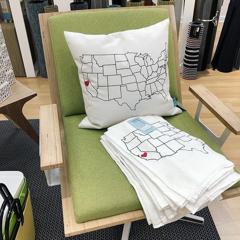 Customizable State Map Flour Sack Tea Towel | State Kitchen Dish Towel ...