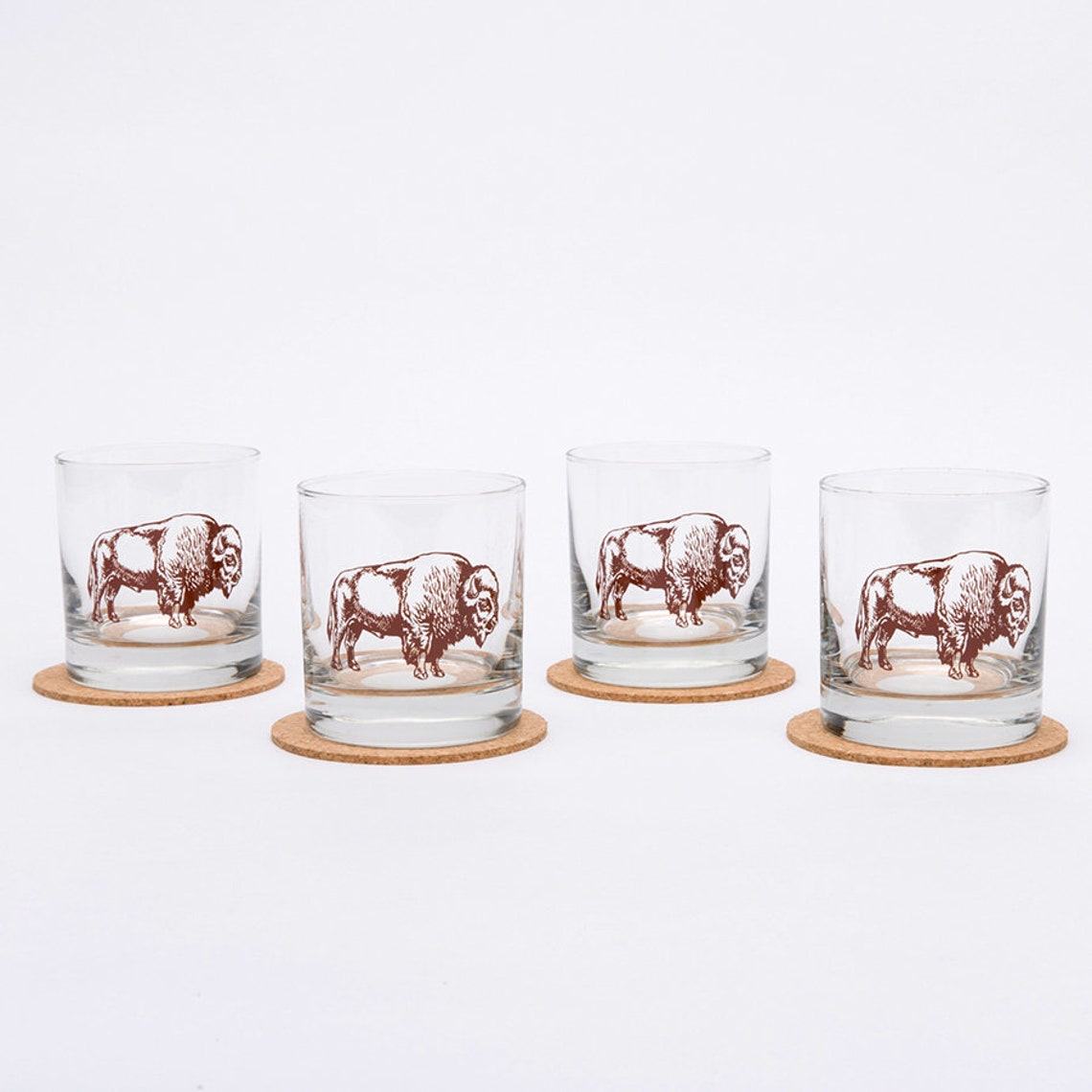 Bison Whiskey Glass Rocks Glass Bison Cocktail Glass - Etsy