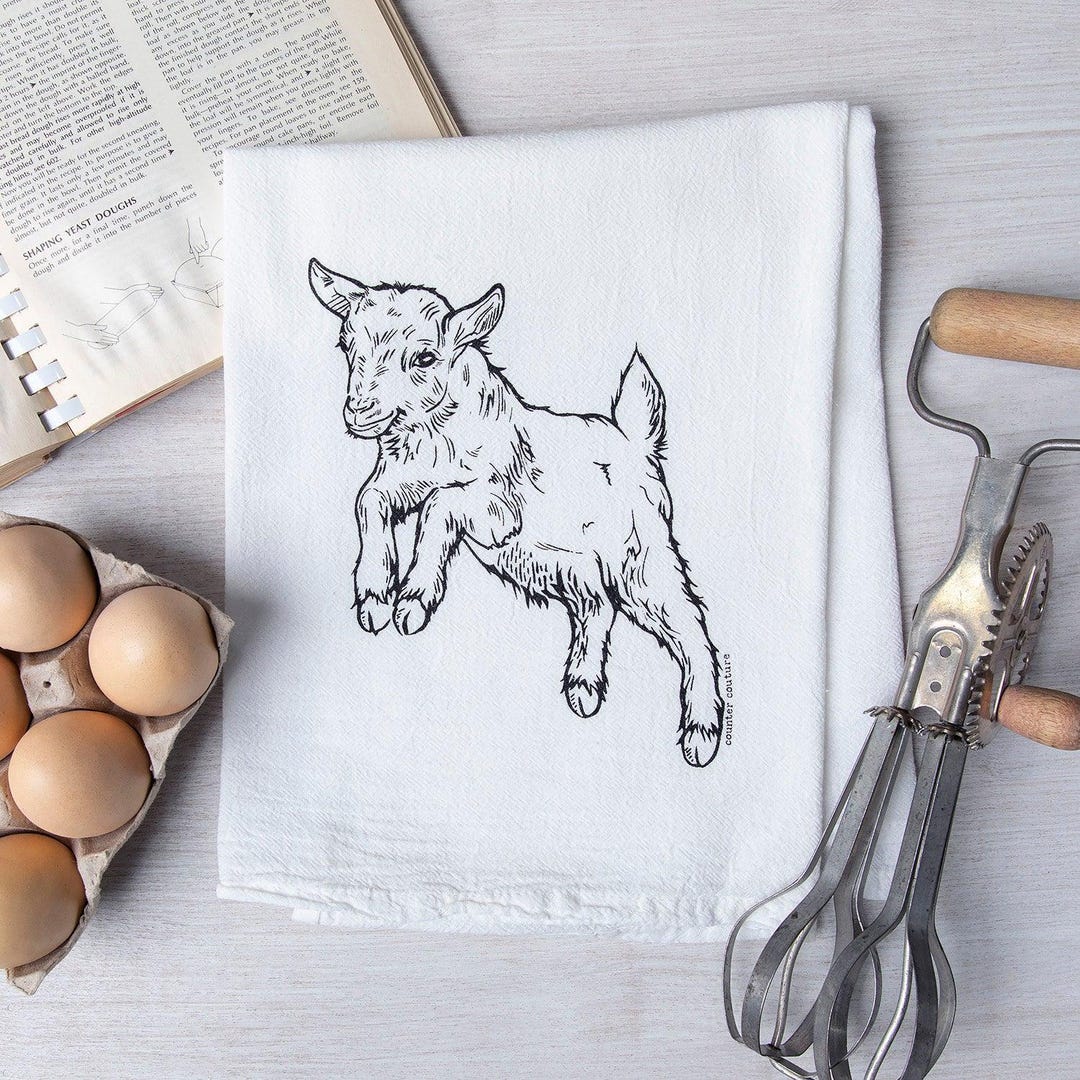 Baby Goat Flour Sack Towel: Farm Kitchen Decor - Etsy