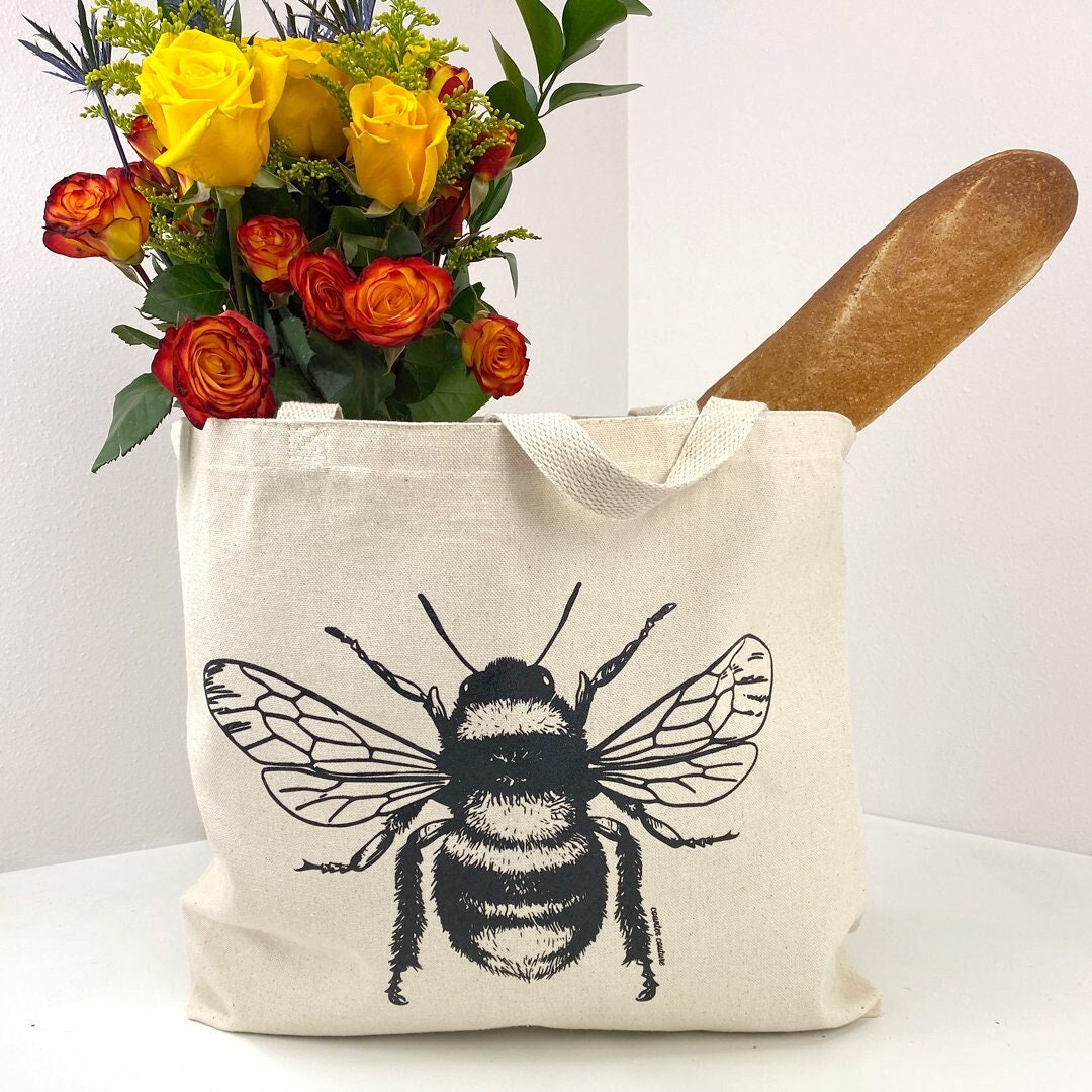 Bee Canvas Tote Bag - Honey Bee Reusable Bag - Gift for Beekeepers ...