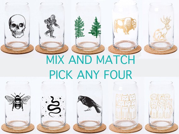 Beer Can Glass Set Mix and Match 4 Pack - Etsy