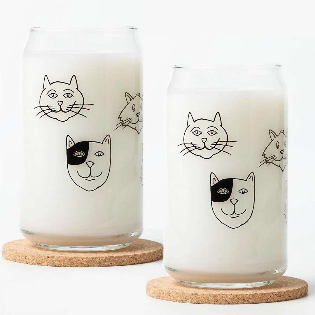 Cat Faces Beer Can Glass | 16 Oz Screen Printed Cat Lover Glassware - Etsy