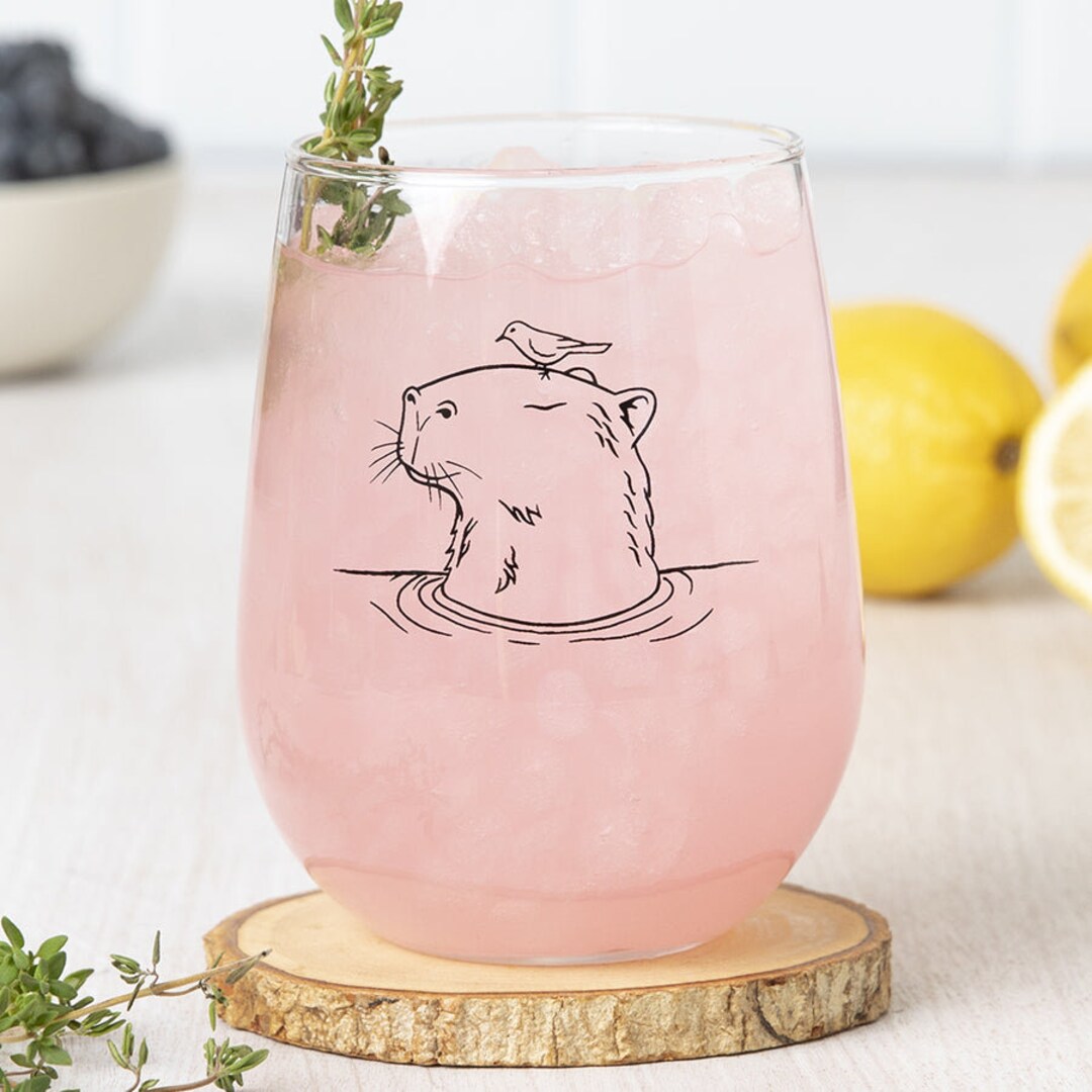 Capybara Wine Glass Stemless Wine Glass Capybara Birthday Gift Gift for ...