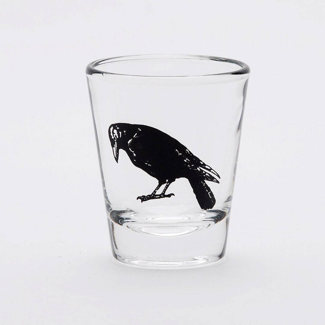 Crow Shot Glass Barware Glass Crow Screen Printed - Etsy