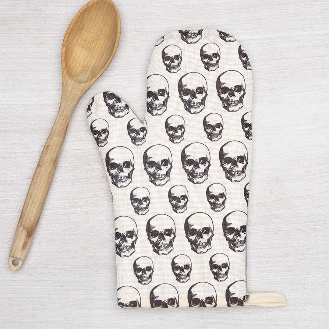 SKULL Oven Mitt Cook Cooking Chef Kitchen Anatomical Halloween Goth ...