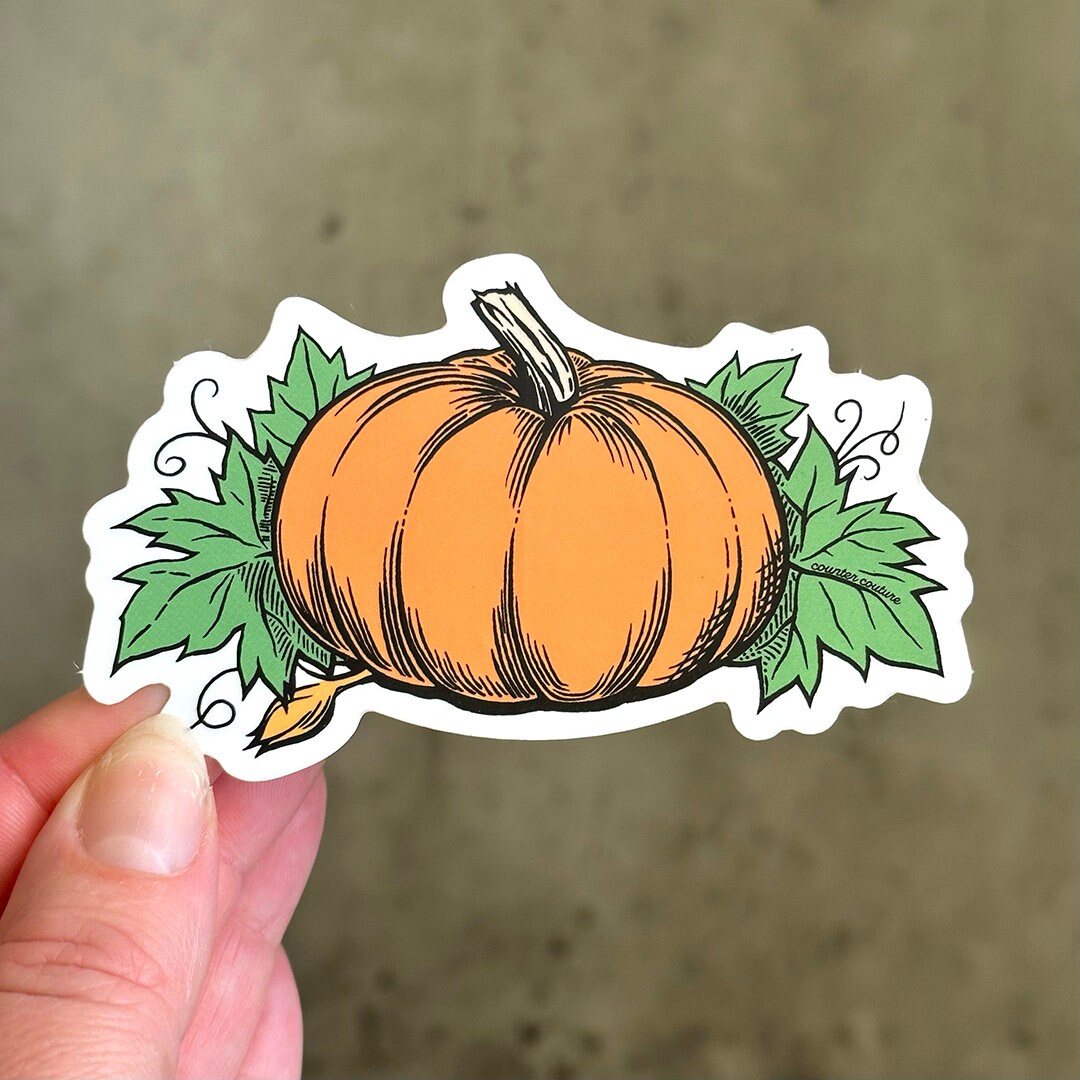Whimsical Pumpkin Sticker - Fall Aesthetic Decal - Pumpkin Patch ...