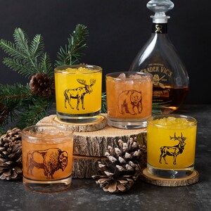 Bison Whiskey Glass Rocks Glass Bison Cocktail Glass - Etsy