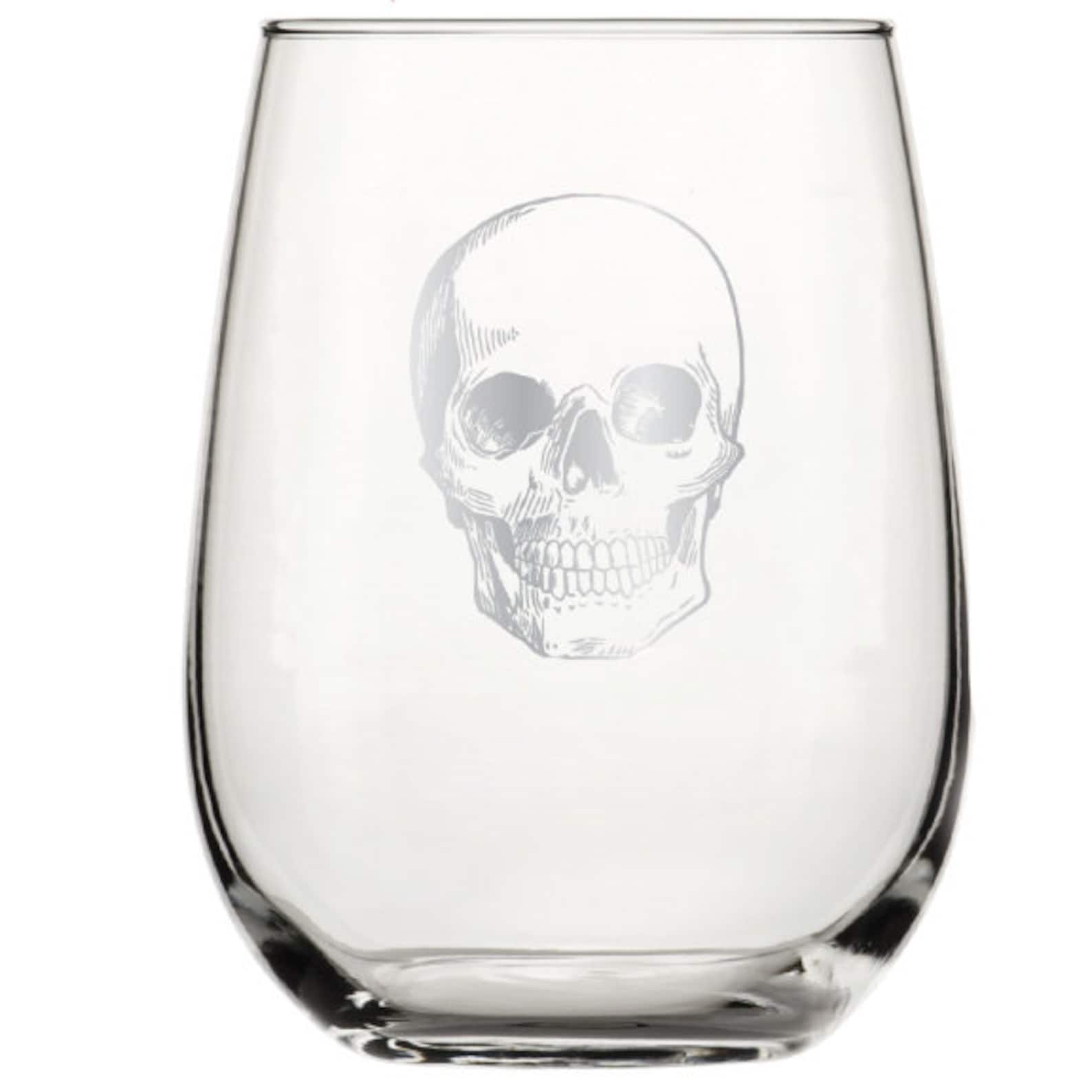 Skull Wine Glass Stemless Wine Glass Cocktail Glass | Etsy