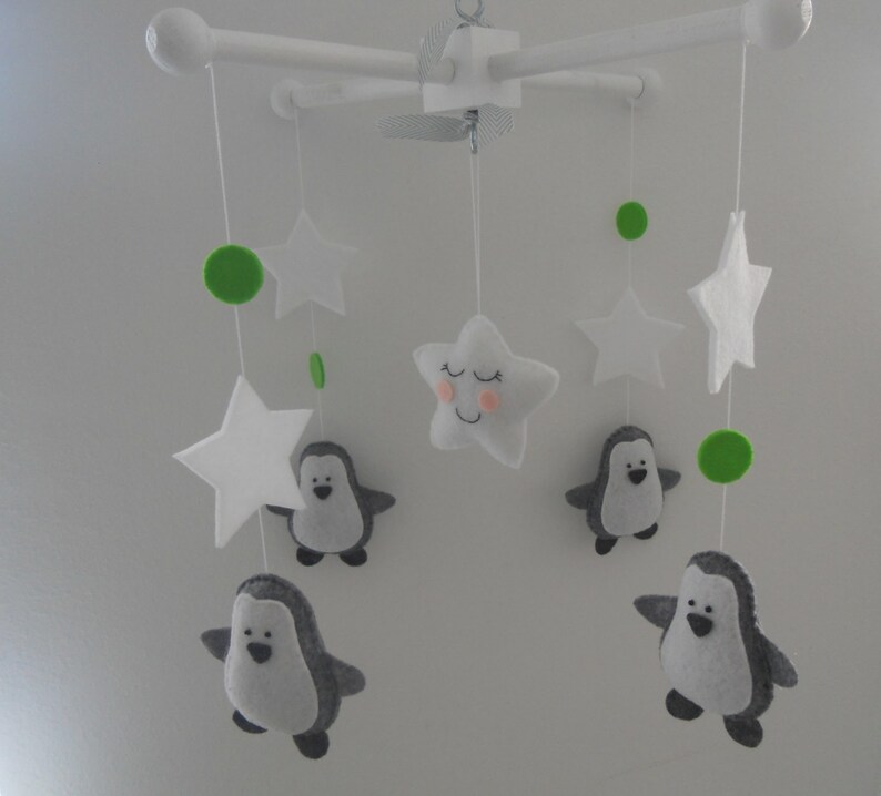Baby Crib Mobile-penguins Mobile-custom Made Mobile-gray and - Etsy