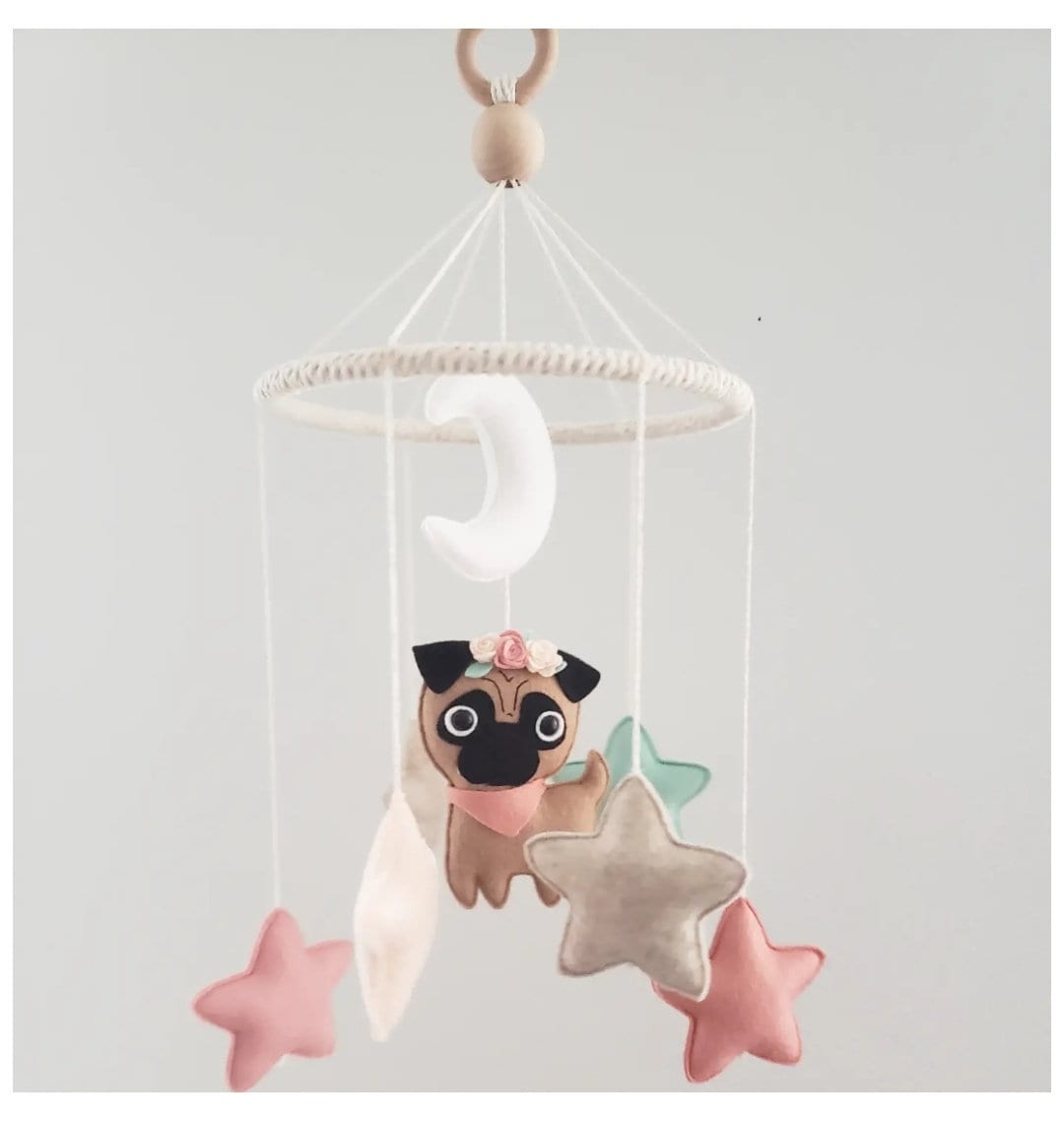 Baby Crib Mobile-nursery Dogs Mobile,pug Dog - Pug Mobile-pug Decor ...