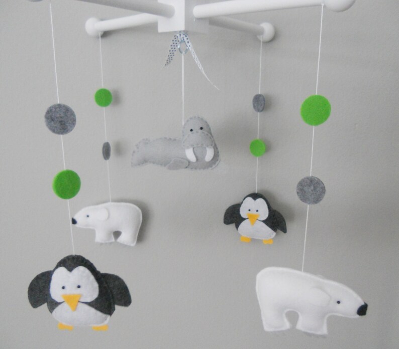 Baby Crib Mobile-penguins Polar Bear and Walrus Mobile | Etsy