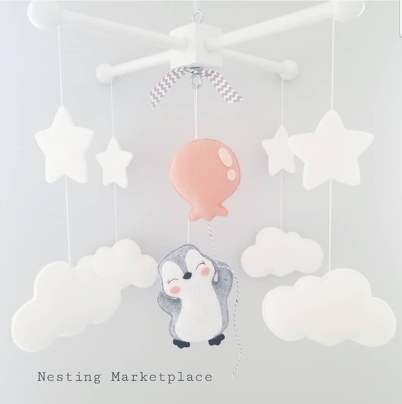 Baby Crib Mobile-penguins Mobile-custom Made Mobile-gray and - Etsy