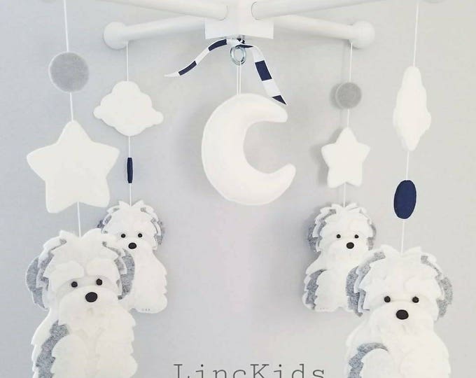Baby Crib Mobile-dogs Mobile, Old English Sheepdog Mobile Custom Pets ...
