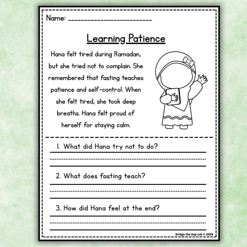 Ramadan Reading Comprehension Worksheets for Kids | Grade 1–3 Islamic ...