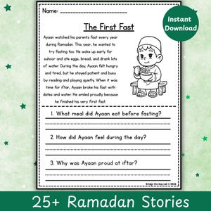 Ramadan Reading Comprehension Worksheets for Kids | Grade 1–3 Islamic ...