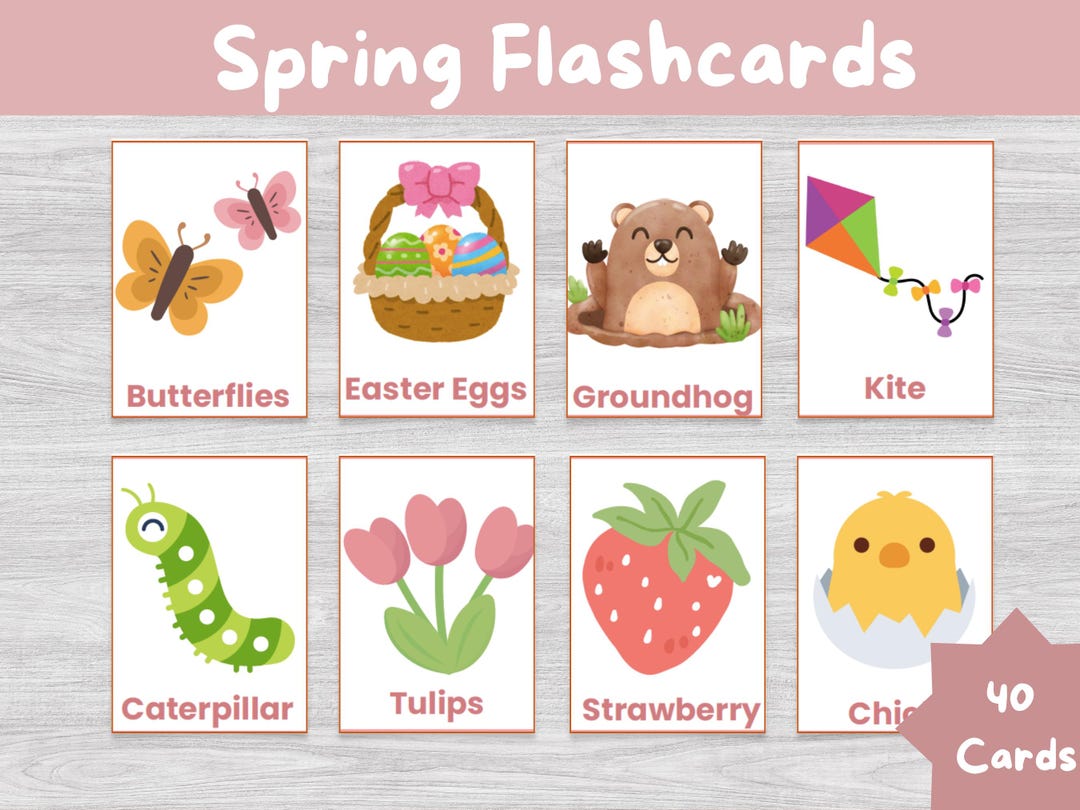 Spring Flashcards | Nature Vocabulary, Preschool Printable (PDF) - Etsy