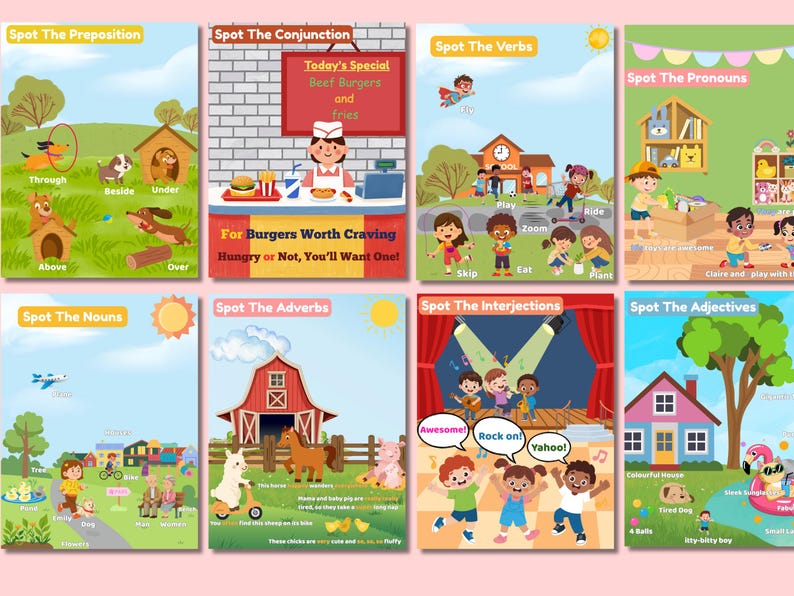 Parts of Speech Workbook for Kids Grammar Activities Nouns Verbs ...
