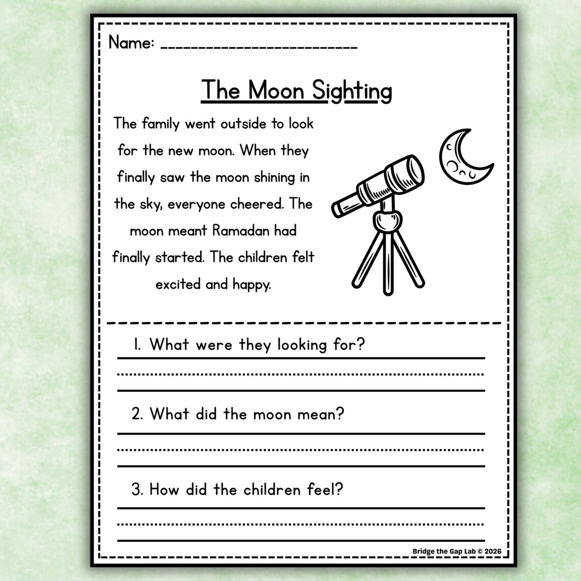 Ramadan Reading Comprehension Worksheets for Kids | Grade 1–3 Islamic ...