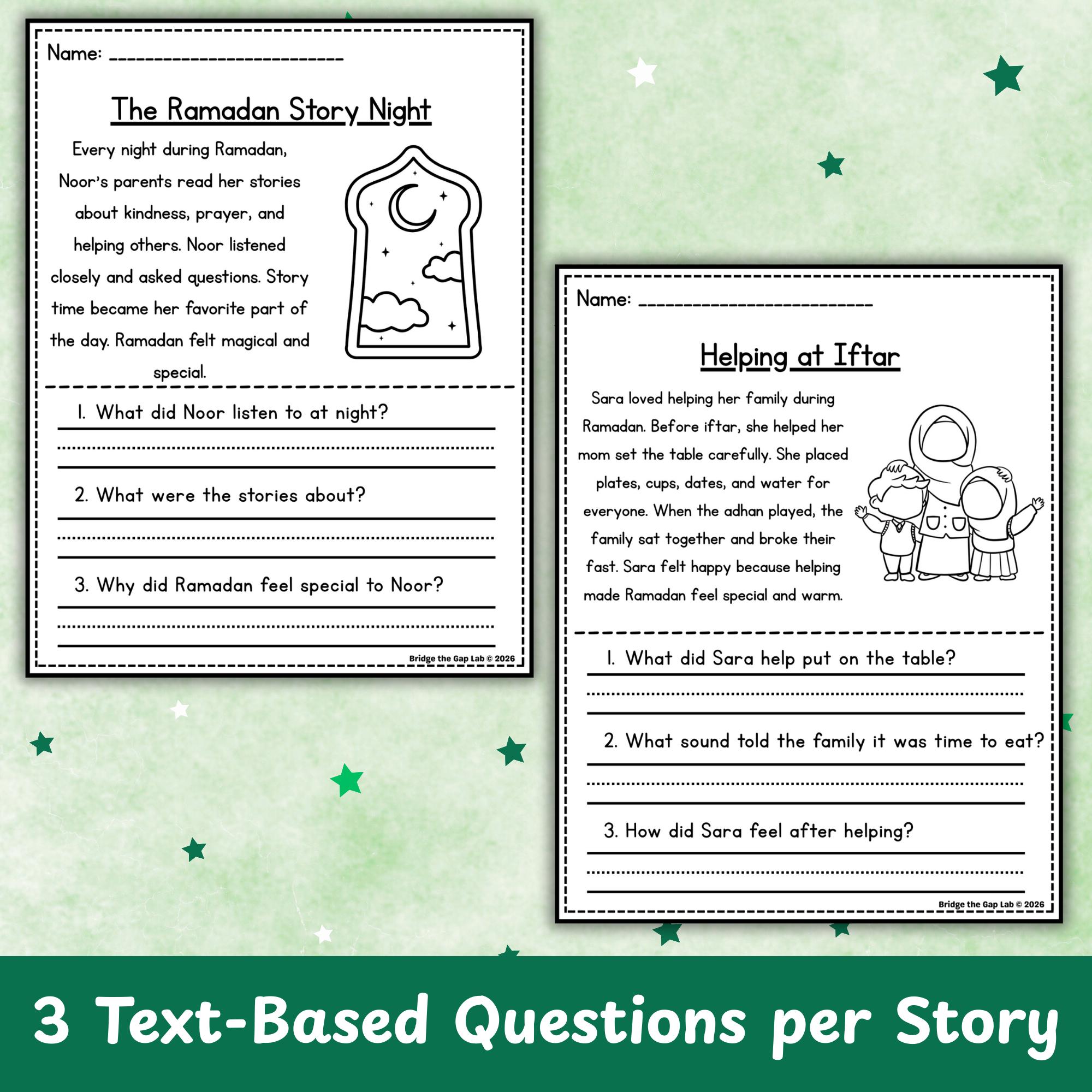 Ramadan Reading Comprehension Worksheets for Kids | Grade 1–3 Islamic ...