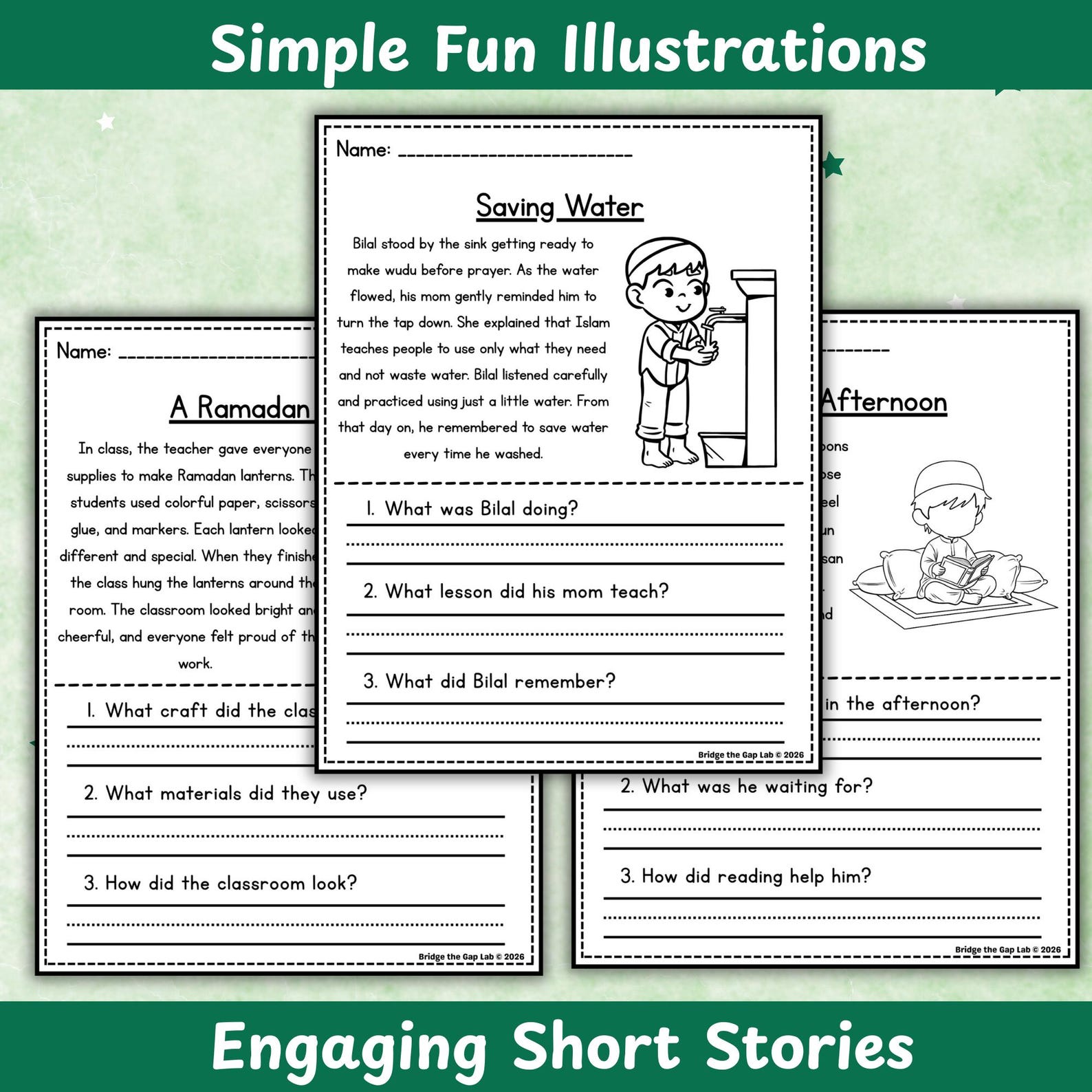 Ramadan Reading Comprehension Worksheets for Kids | Grade 1–3 Islamic ...