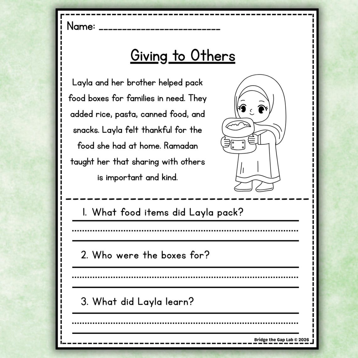 Ramadan Reading Comprehension Worksheets for Kids | Grade 1–3 Islamic ...